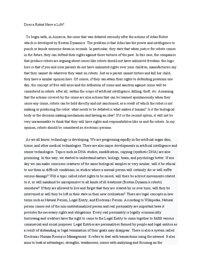 Law Essay | PDF | Robotics | Robot