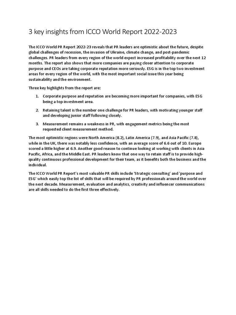 3 Key Insights From ICCO World Report 2022 | PDF
