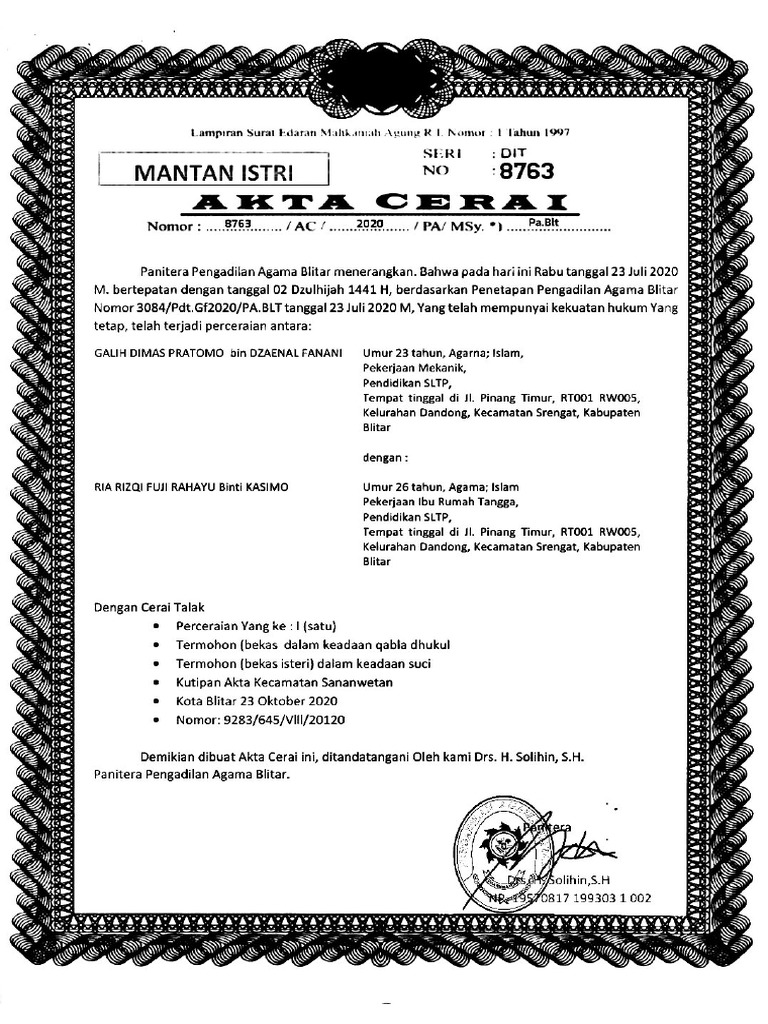 Akte Cerai Ria Rizki PDF | PDF