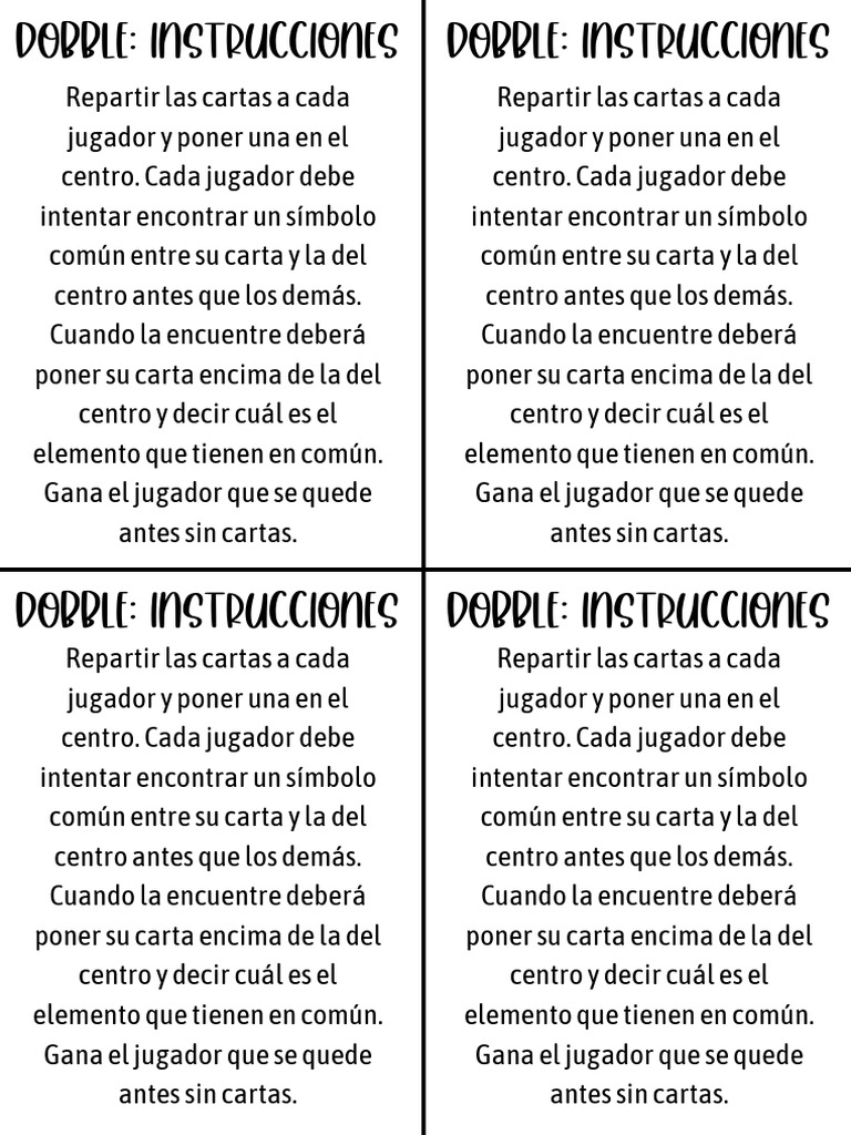 Instrucciones Dobble | PDF