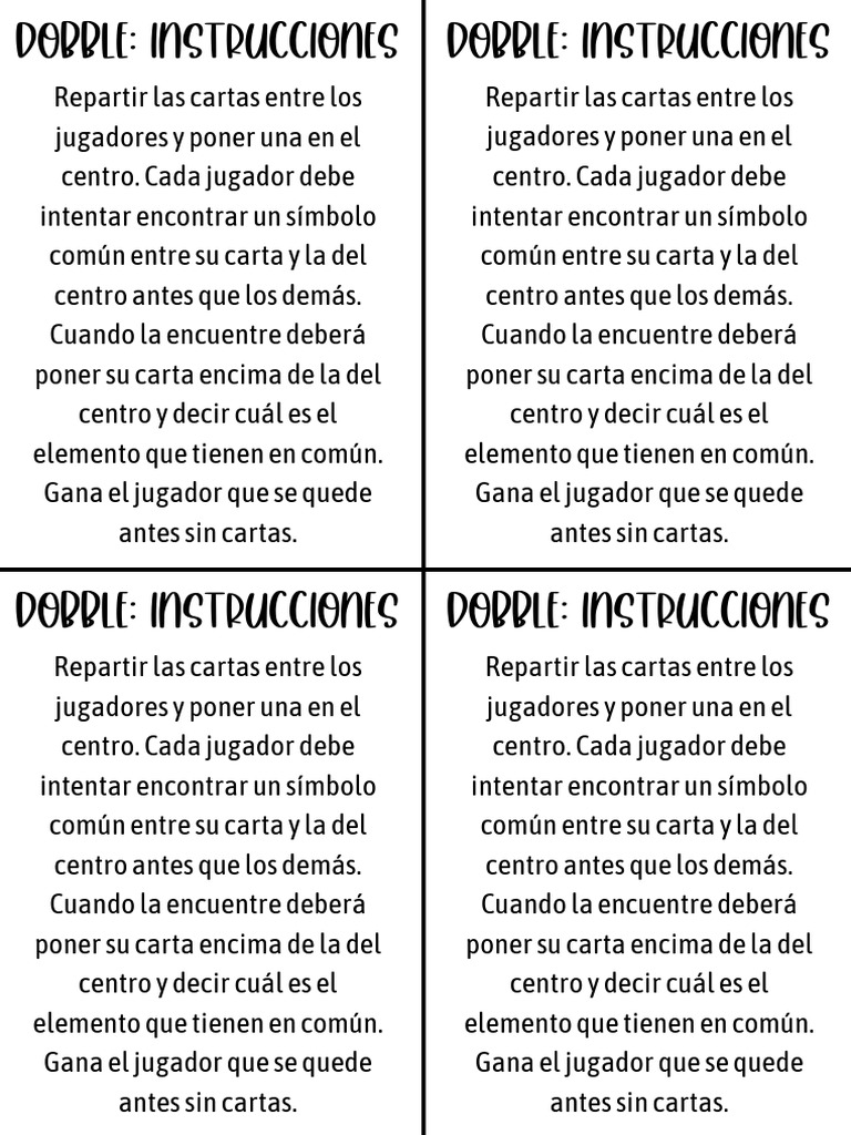 Instrucciones Juego Dobble | PDF