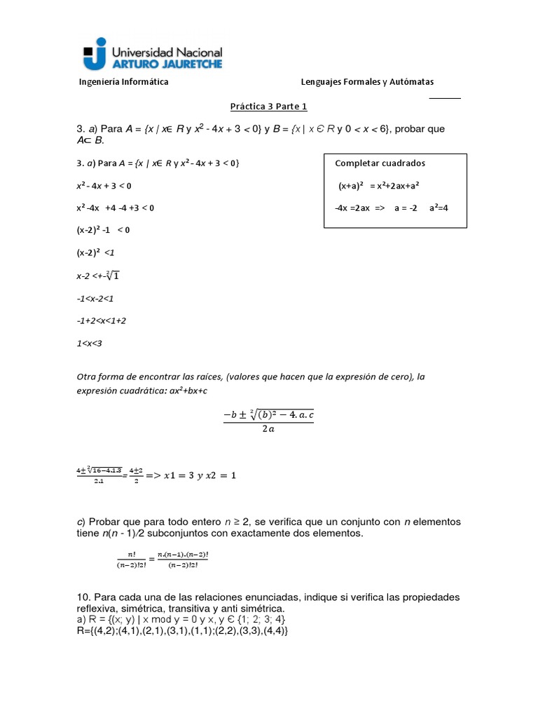 Explicación Practica 3 - 1 Lenguajes Formales y Autómatas | PDF | Matemáticas | Informática