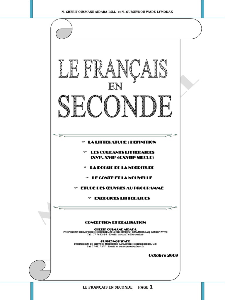 Programme de Français en Seconde | PDF | Jean Racine | Classicisme