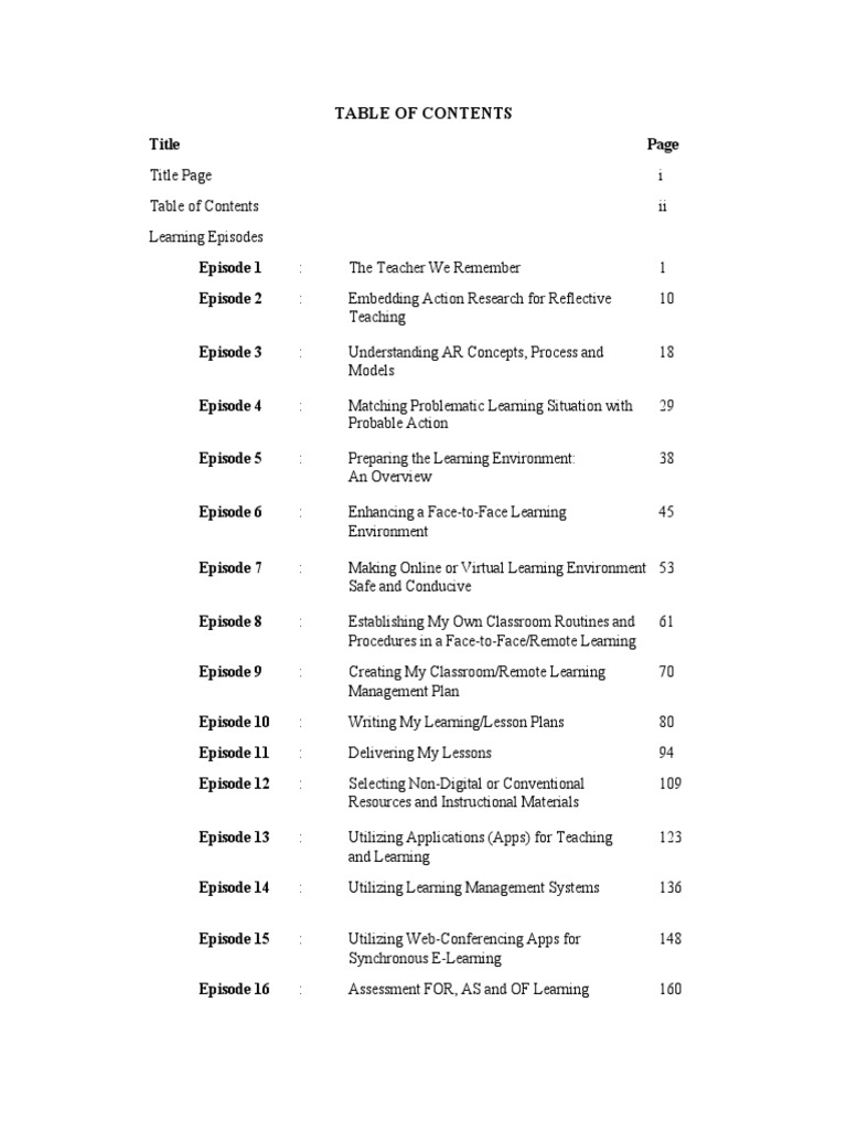 Fs 2 Table of Contents | PDF