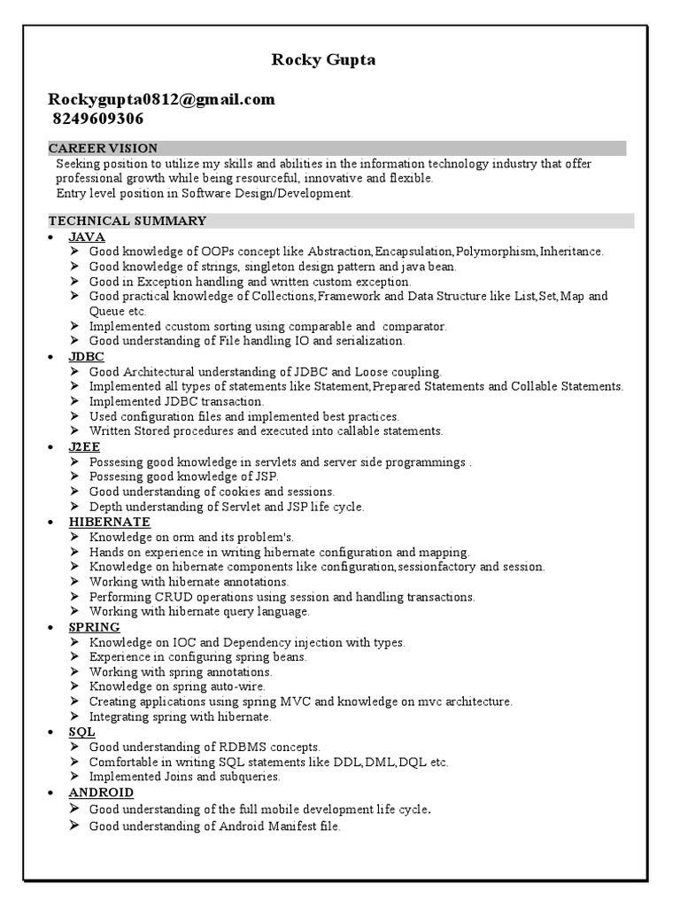 Jspiders Resume Format | PDF | Application Software | Software Engineering