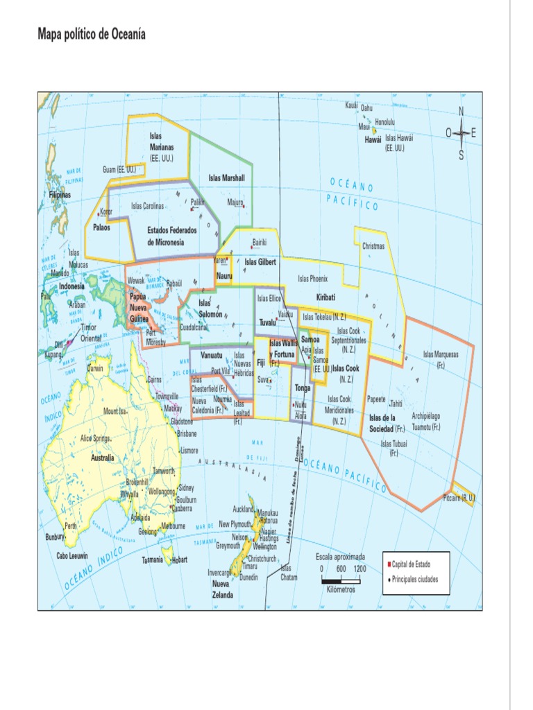 Mapa Político de Oceanía | PDF | Oceanía | océano Pacífico