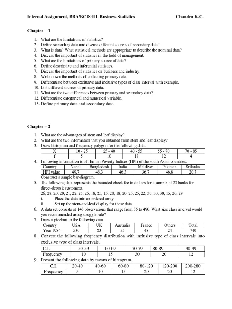 BBA/BCIS-III Business Statistics Assignment Solutions | PDF ...