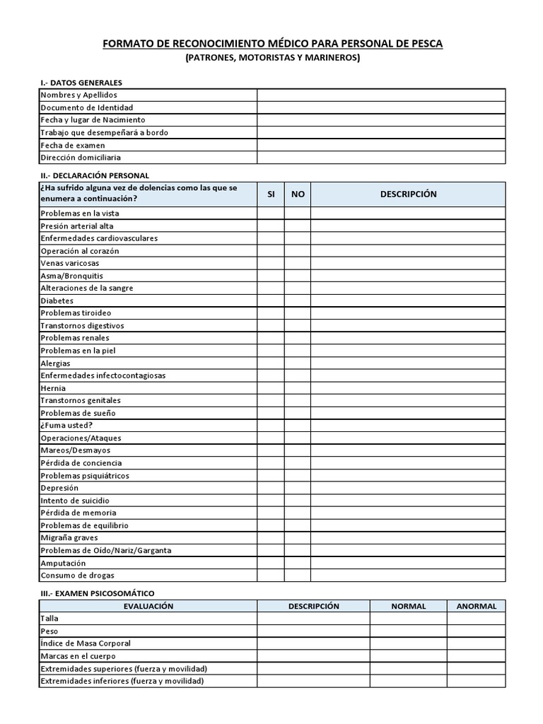 Nuevo Formato Examen Médico Ocupacional - PSW PDF | PDF | Medicina ...