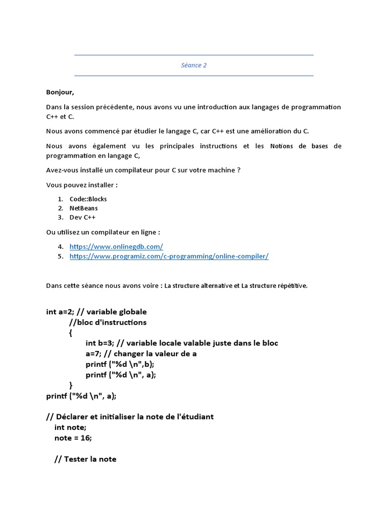 Exercice 1 | PDF | C (Langage de programmation) | C