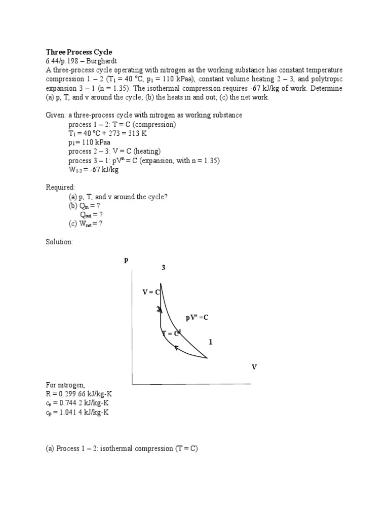 Three-Process Thermodynamic Cycle Analysis | PDF | Mechanics | Chemistry