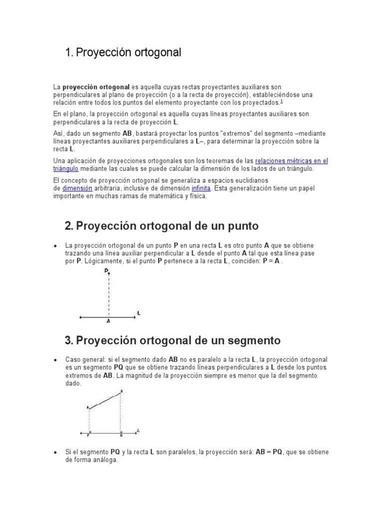 Proyección Ortogonal | PDF | Perpendicular | Geometría euclidiana