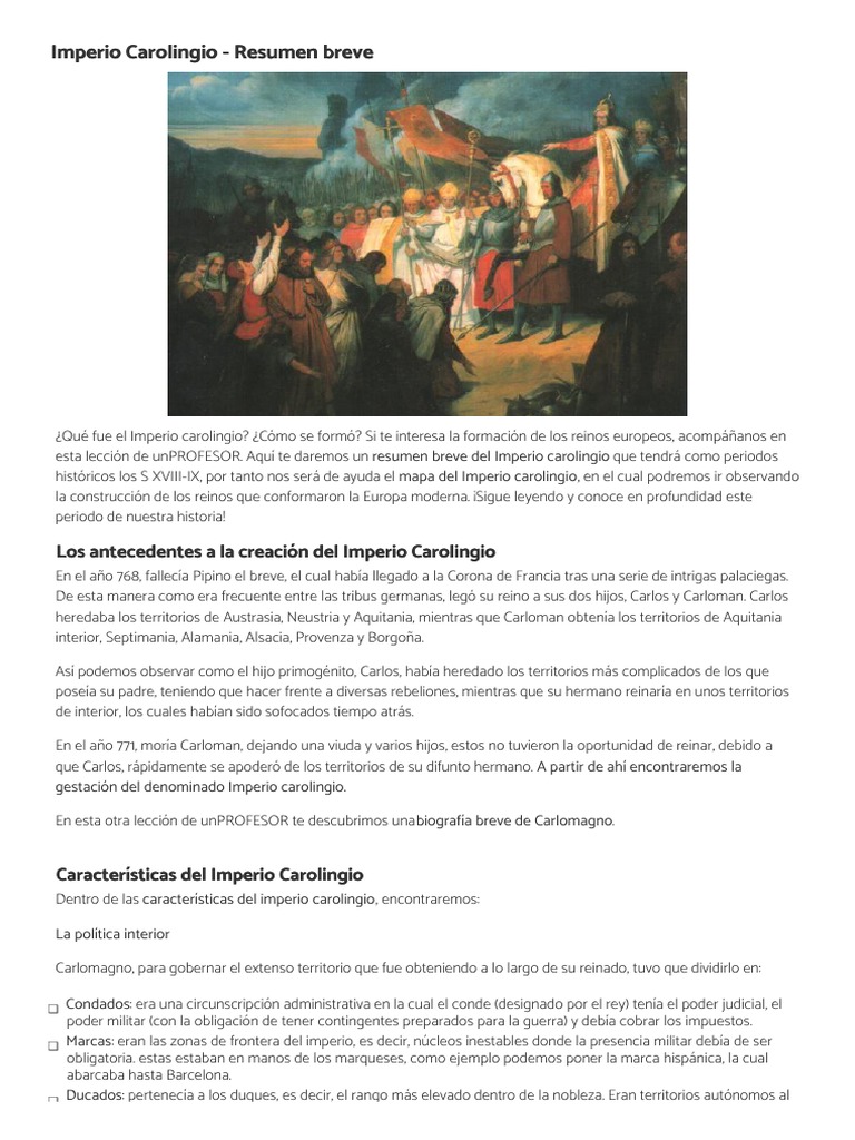 Resumen del Imperio Carolingio | PDF | Carlomagno | Edades medias