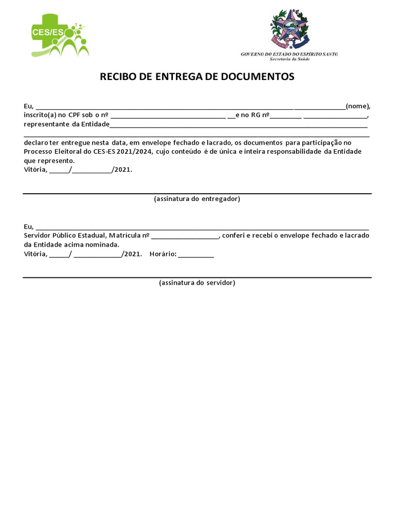 Recibo de Entrega de Documentos | PDF