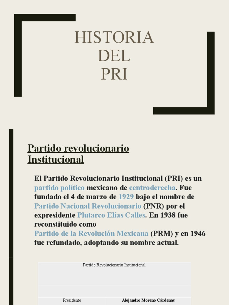 Historia Del Pri | PDF | Partido Revolucionario Institucional | Gobierno
