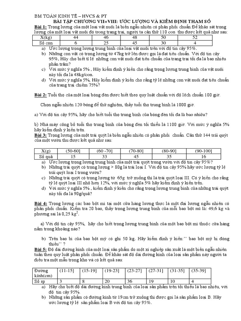 BT XSTK Chuong 7-8 PDF | PDF