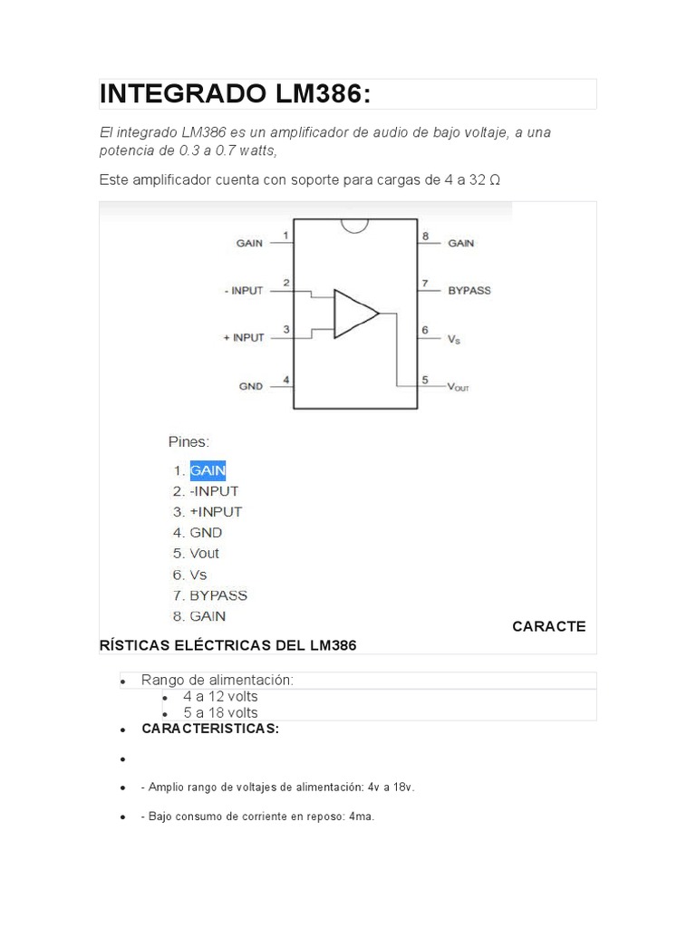 Integrado LM386 | PDF | Altoparlante | voltaje