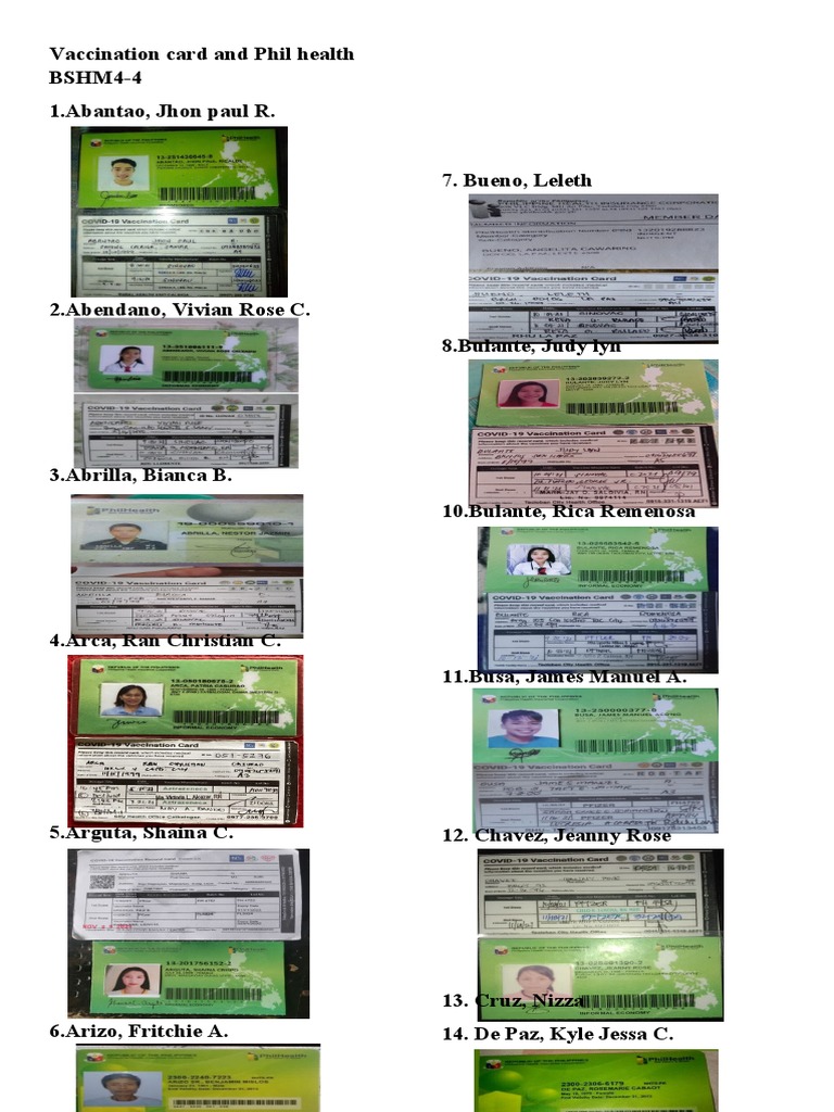 Vaccination Card and Phil Health BSHM4 (AutoRecovered) | PDF