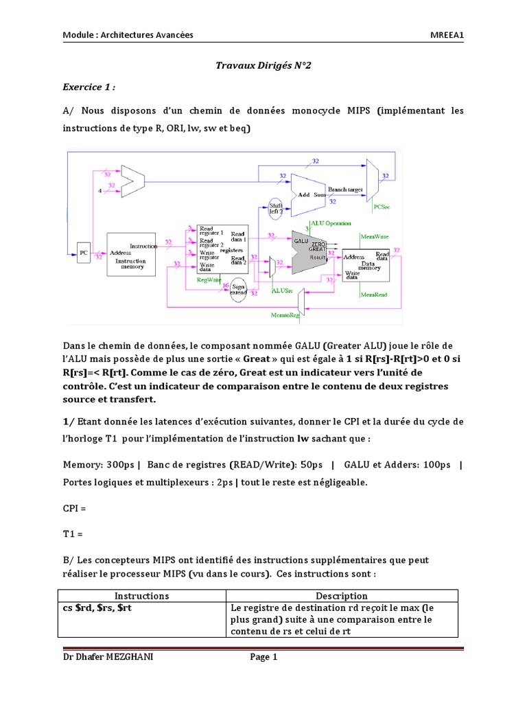 TD2 Architecture | PDF | Électronique numérique | Processeur
