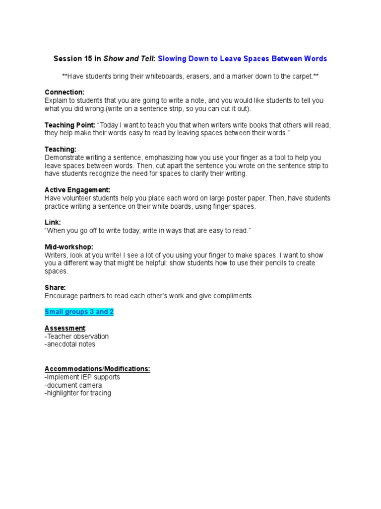 Kindergarten Writing Lesson Plan | PDF