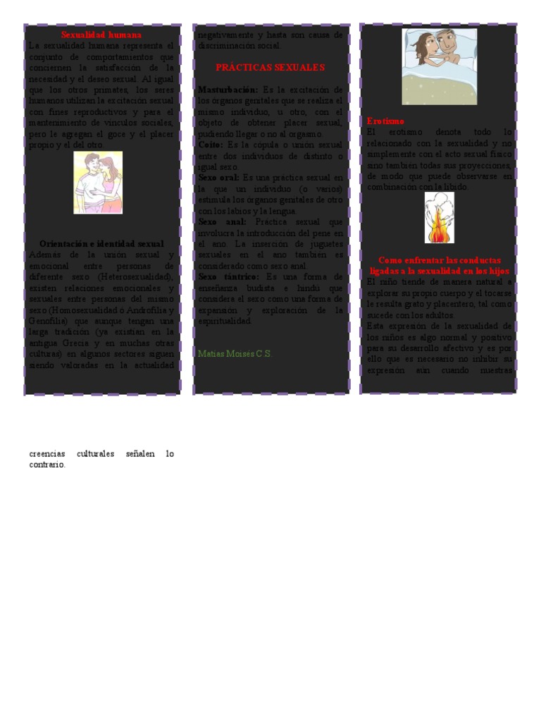Triptico de La Sexualidad 01 | PDF | La sexualidad humana | Relaciones sexuales