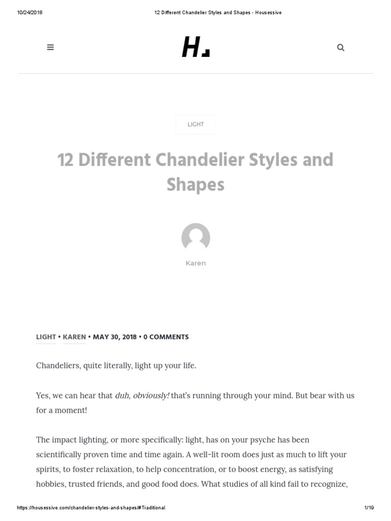 12 Different Chandelier Styles and Shapes - Housessive | PDF | Lighting ...