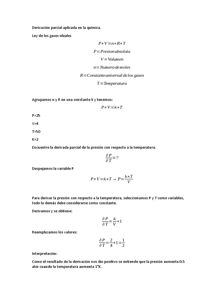 Ejercicio de Aplicacion de Derivadas Parcialess | PDF