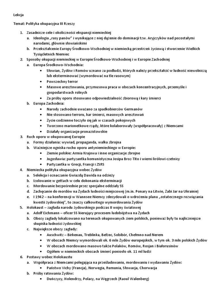 I 4. Polityka Okupacyjna Iii Rzeszy | PDF