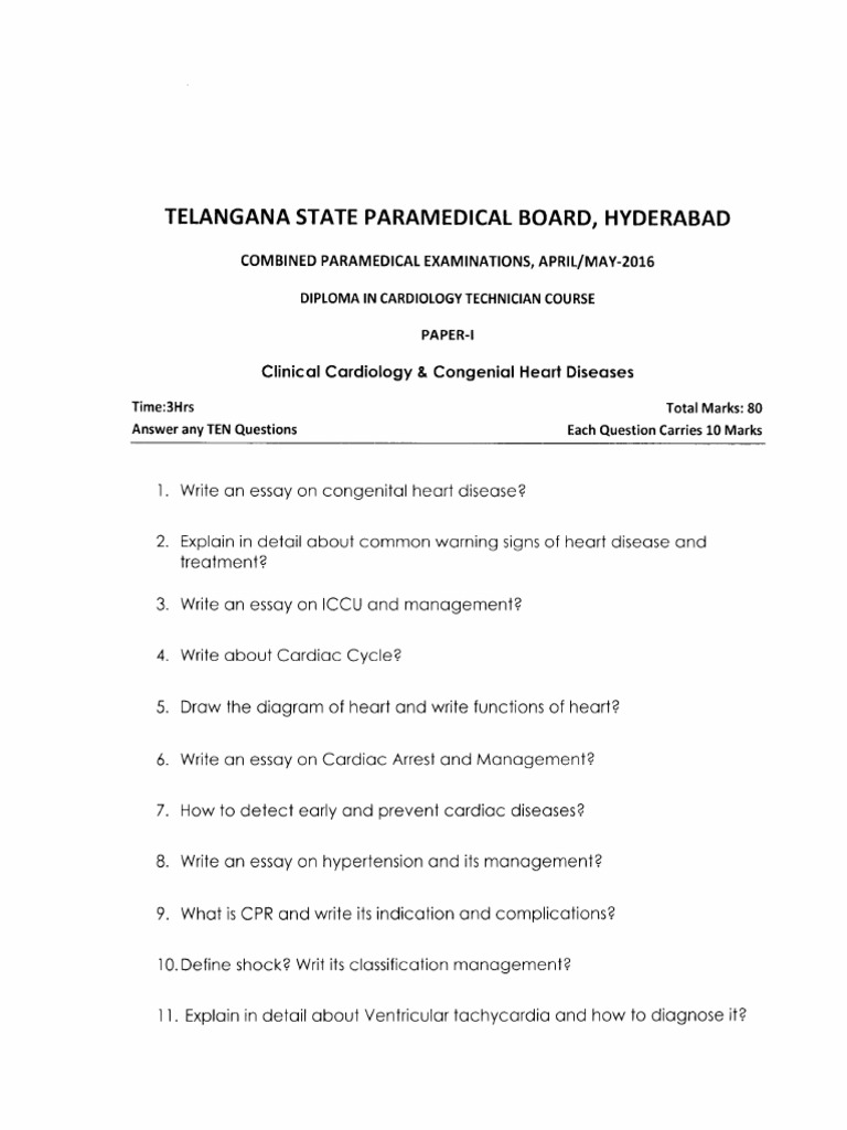 Previous Question Paper 1 Cardiology | PDF | Cardiology | Heart