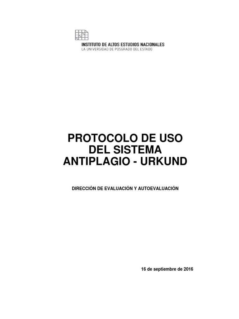 Nuevo - Protocolo - Uso - Sistema - Urkund - Versión Final PDF | PDF | Internet | Maestros