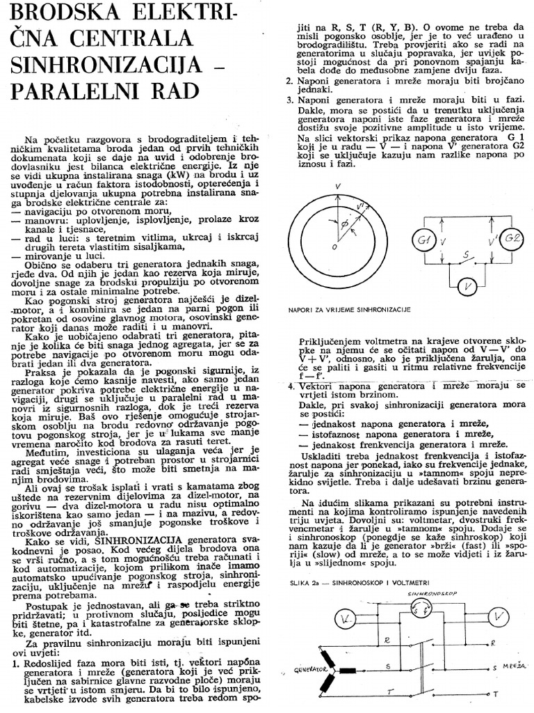 Brodska Električna Centrala Sinhronizacija Paralelni Rad | PDF