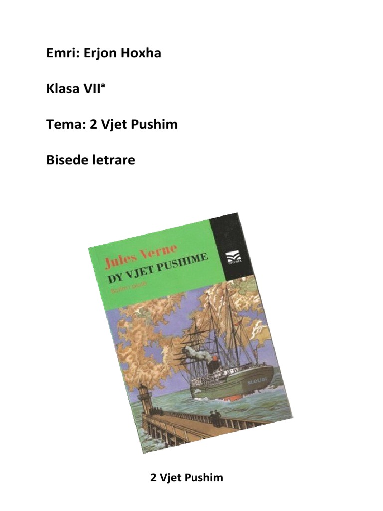 Emri: Erjon Hoxha Klasa VII Tema: 2 Vjet Pushim Bisede Letrare | PDF