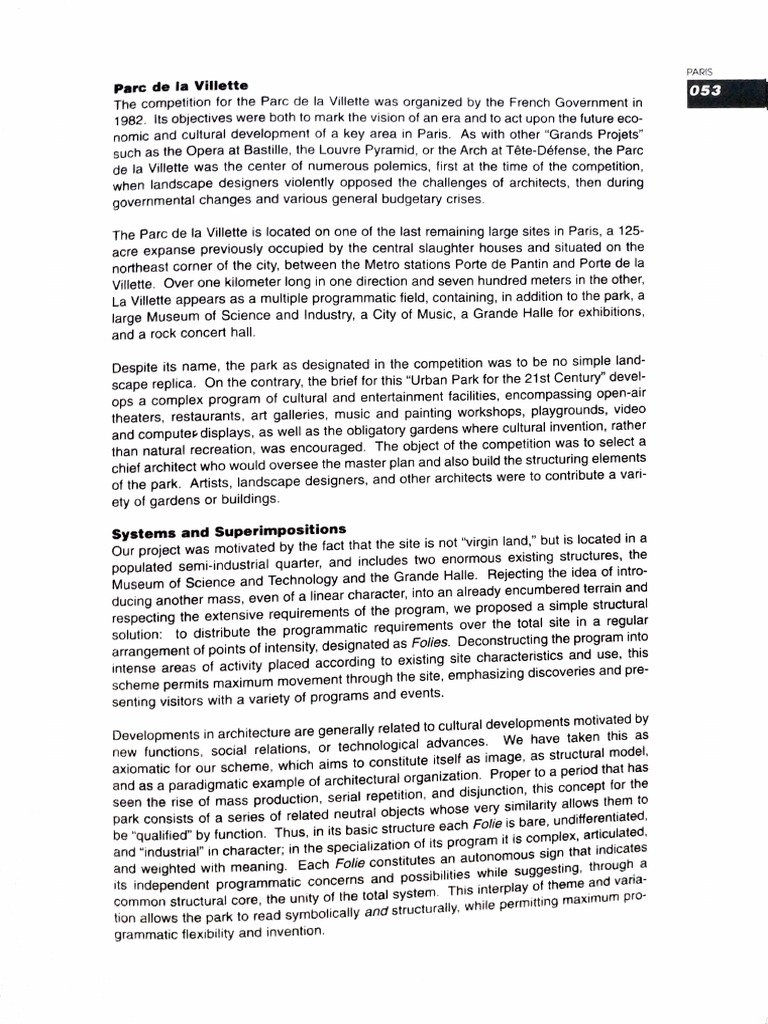 Parc de La Villette PDF | PDF