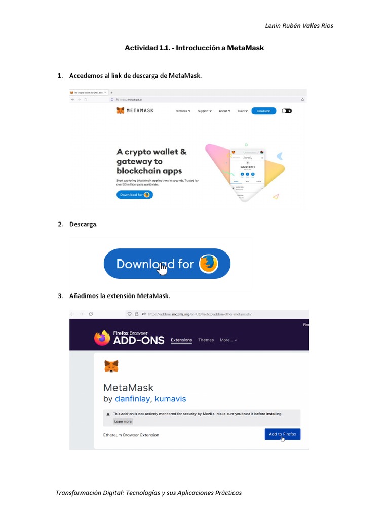 Actividad 1.1. - Introducción A MetaMask | PDF