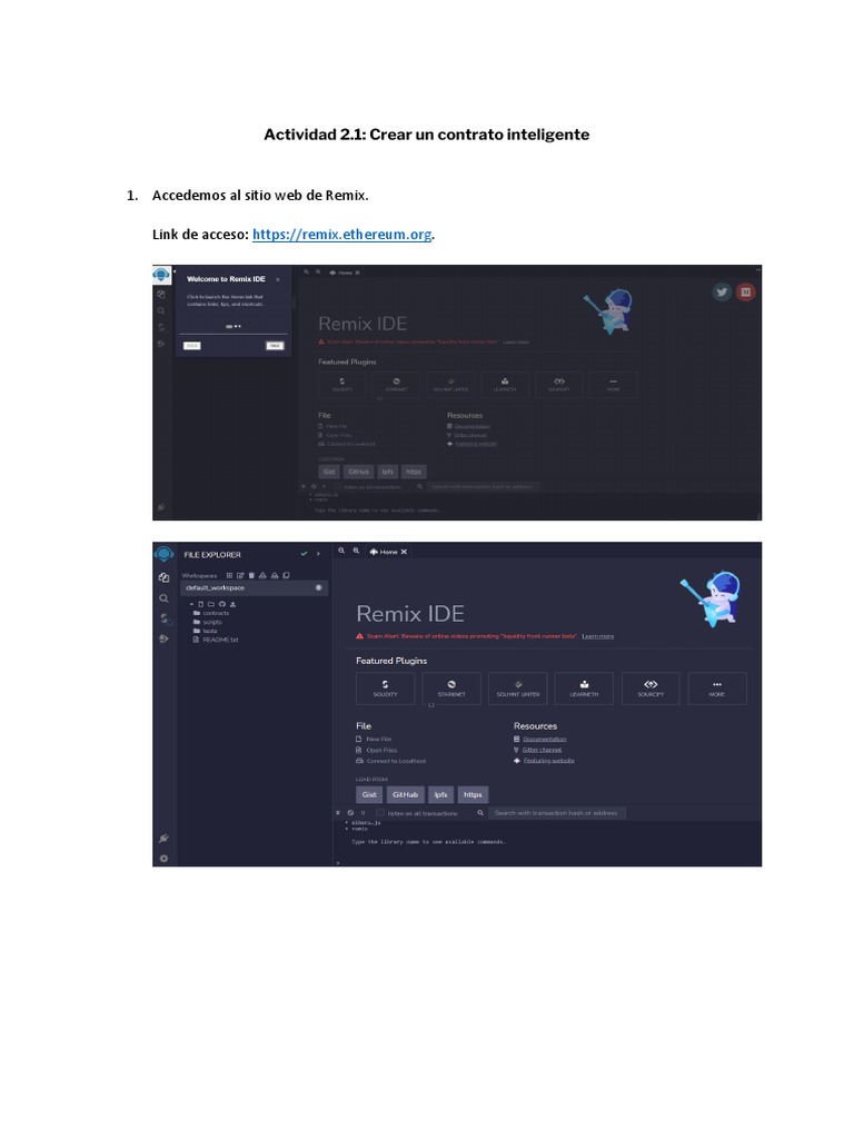 Actividad 2.1. Crear Un Contrato Inteligente | PDF