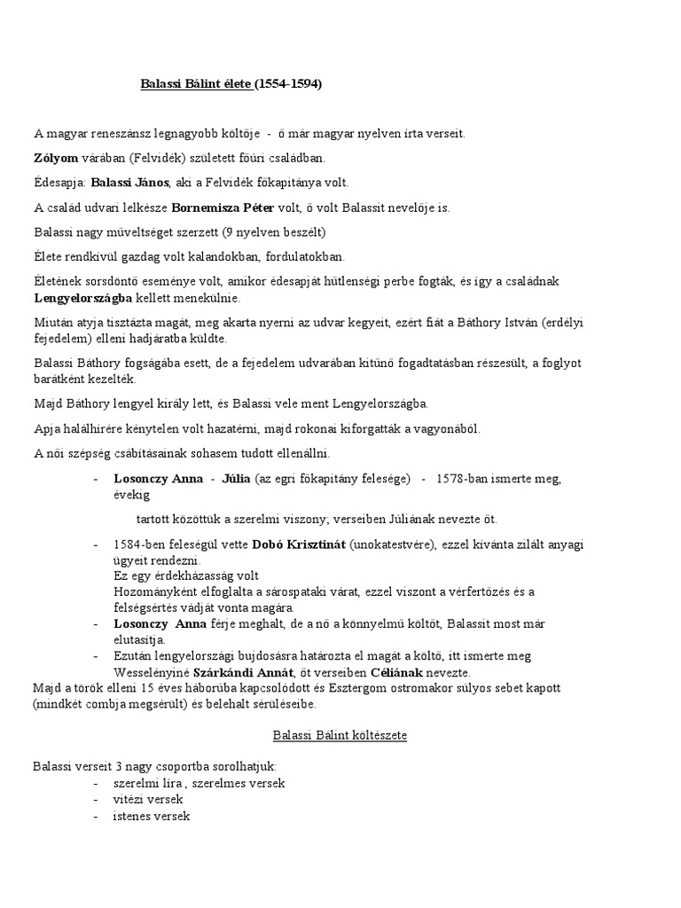 Balassi Bálint | PDF