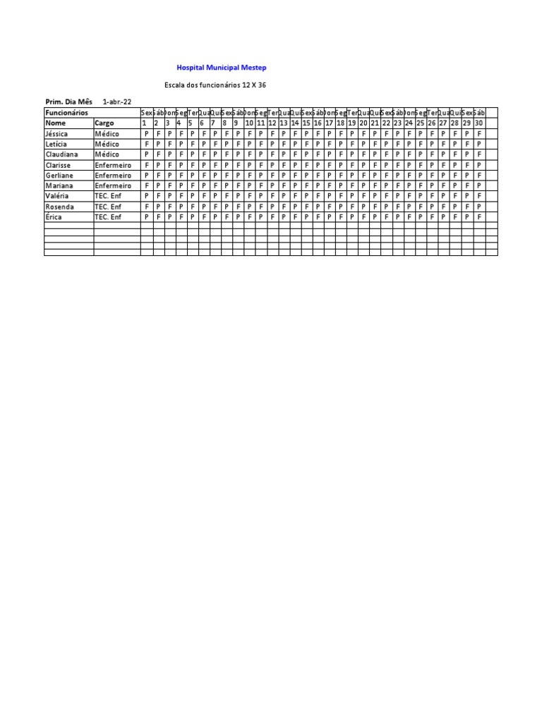 Escala 12x36 Exemplo | PDF