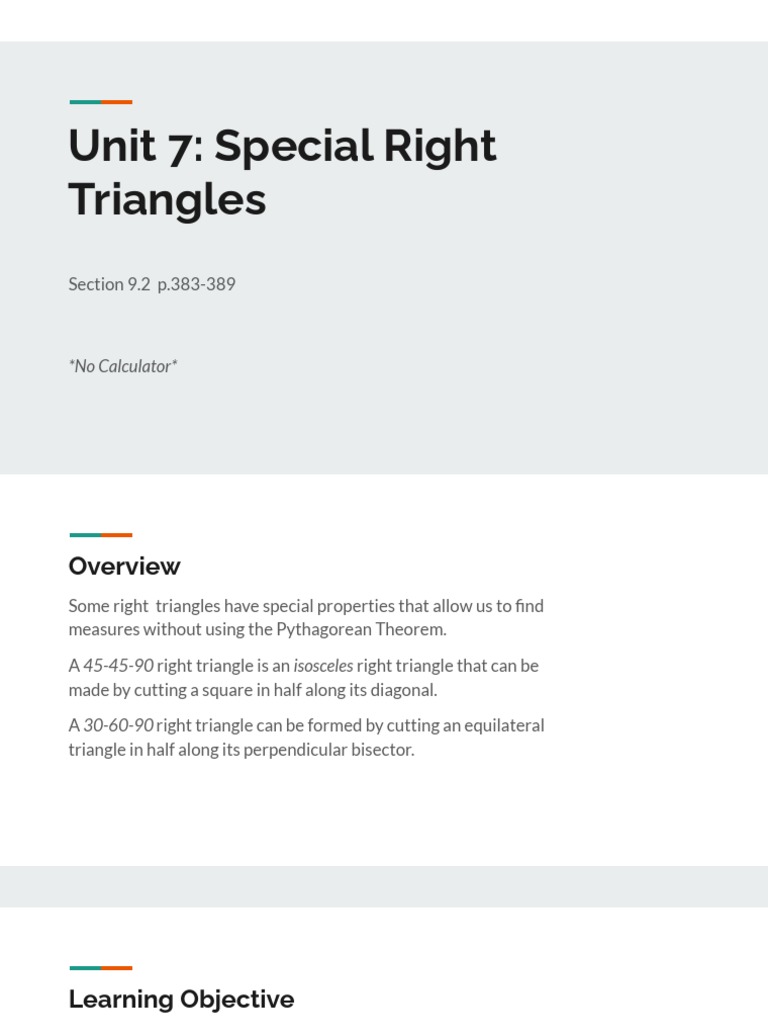Unit 7 - Special Right Triangles PDF | PDF