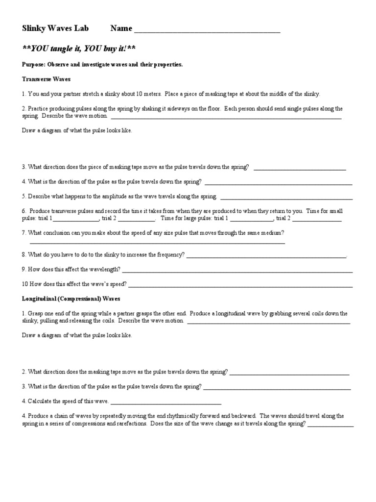 Slinky Waves Lab 2 | PDF | Waves | Physics