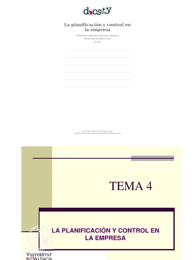 Planificacion y Control en La Empresa | Descargar gratis PDF ...
