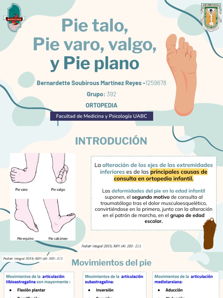 Pie Talo, Pie Varo, Valgo, y Pie Plano | PDF | Pie | Tobillo