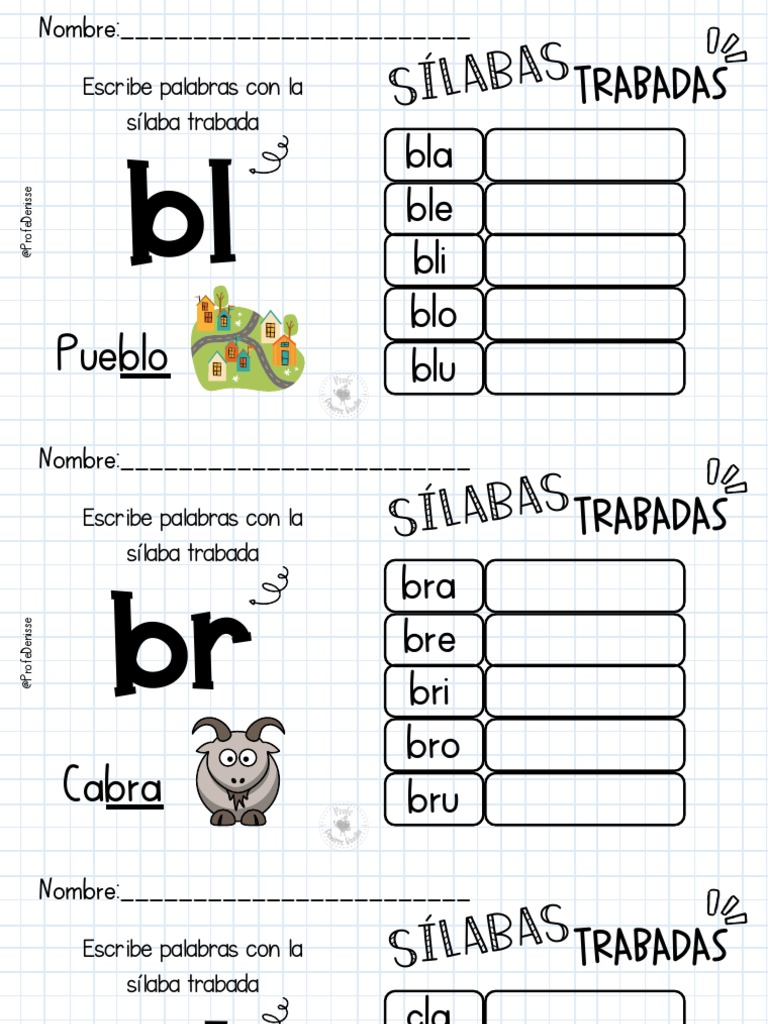 Actividad Sílabas Trabadas | PDF