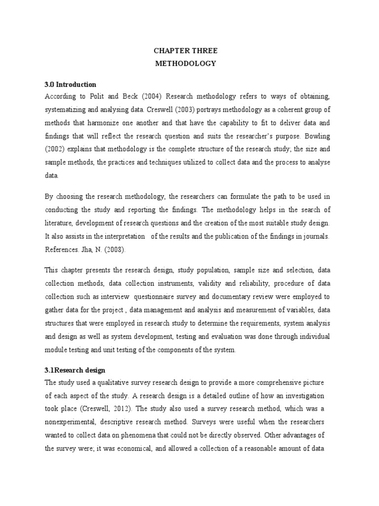 Chapter Three Methodology | PDF | Methodology | Survey Methodology