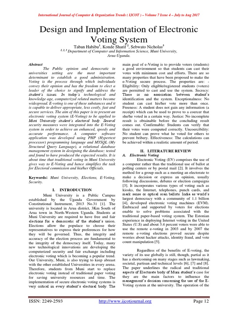 Ijcot V45P301 PDF | PDF | Electronic Voting | Voting