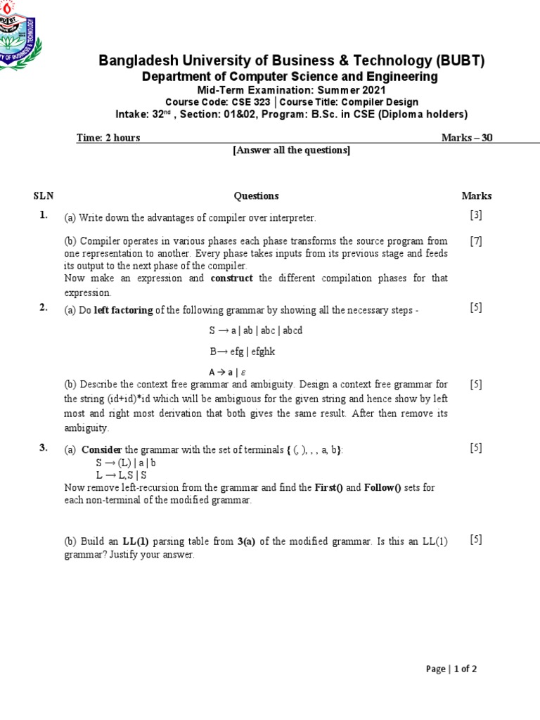 Cse 323 Mid Eve | PDF | Teaching Methods & Materials
