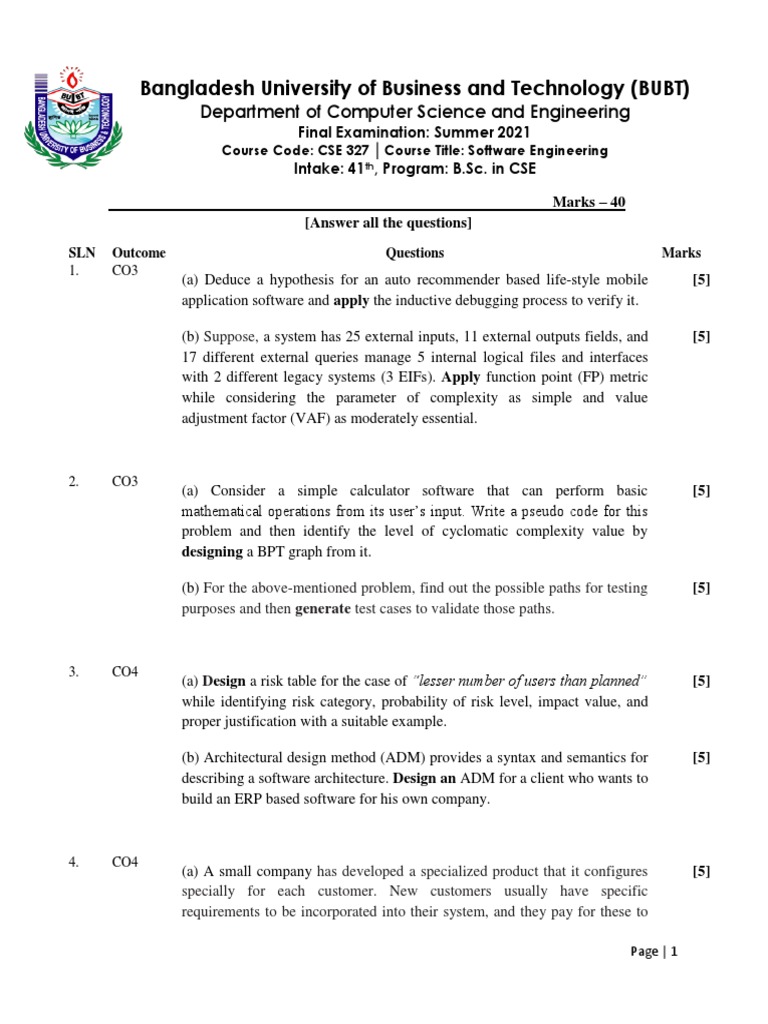 Cse 327 Final | PDF | Computer Program | Programming