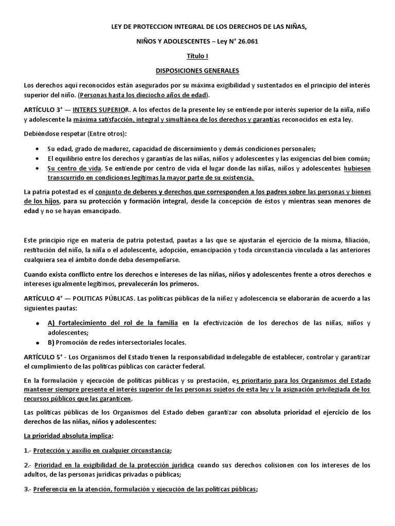 Ley 26.061 | PDF | Justicia | Crimen y violencia