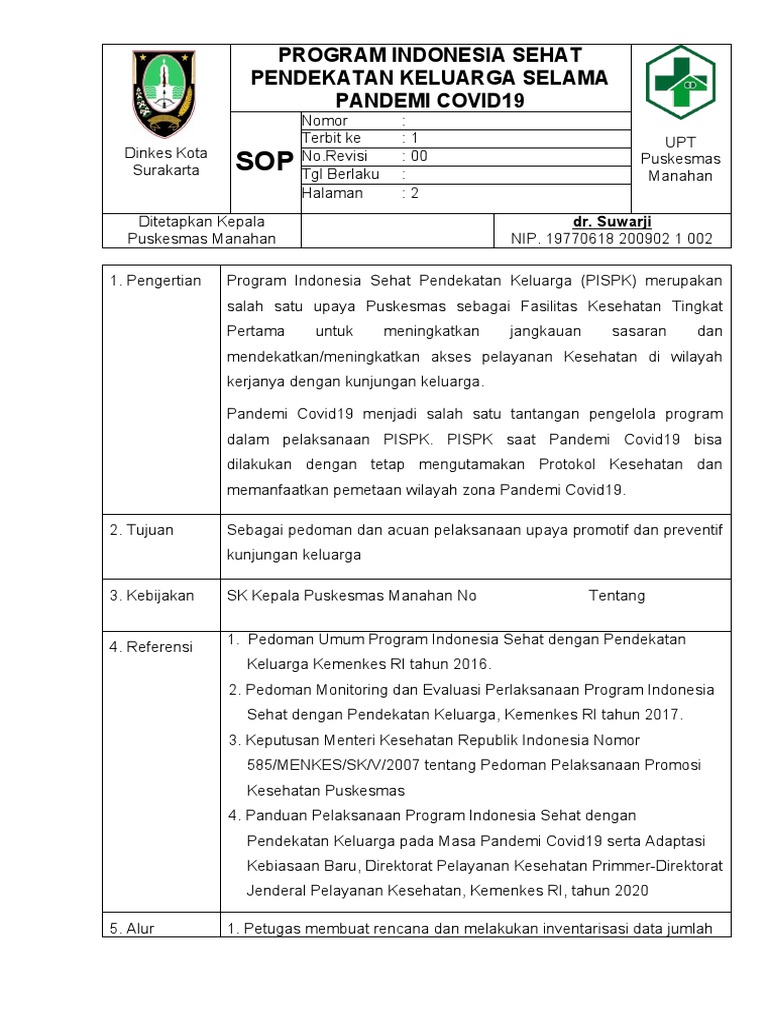 SOP PELAYANAN PISPK pandemi covid19 | PDF