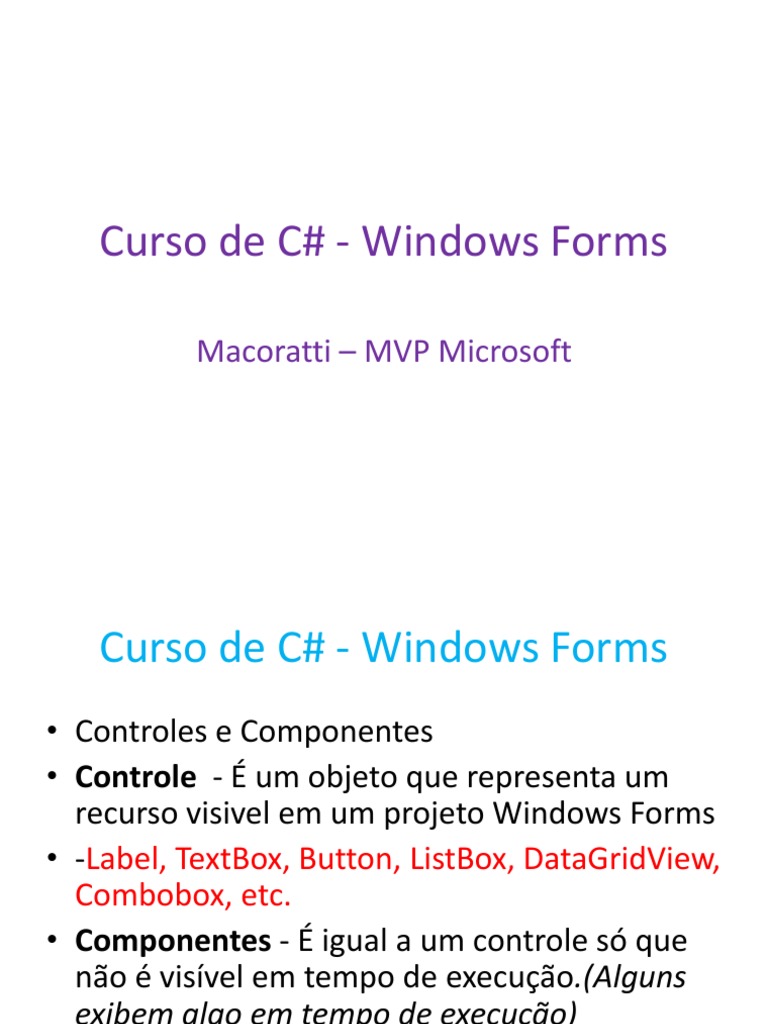Curso CSharp Windows Forms | PDF | C Sharp (linguagem de programação ...