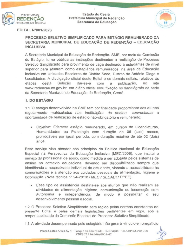 Edital 001 2023 0000001 | PDF