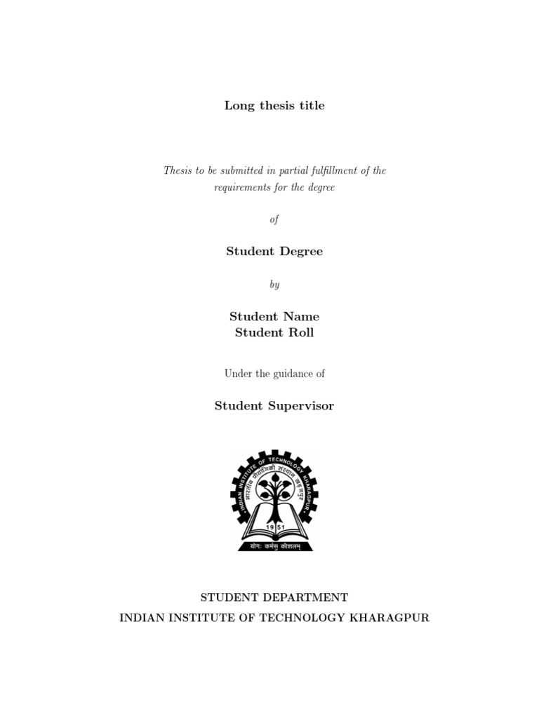 IIT Kharagpur Thesis Submission Template | PDF | Thesis | Economy Of India